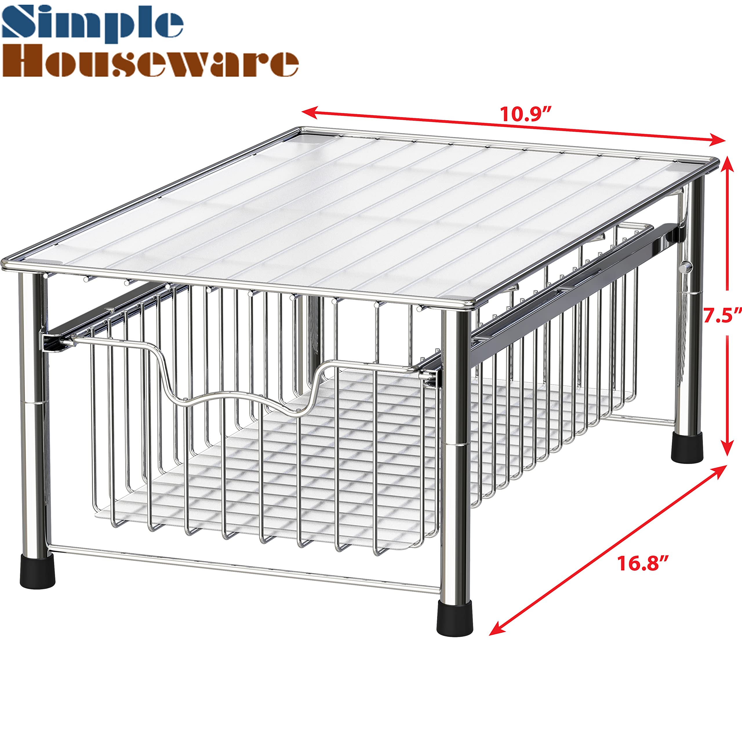 Simple Houseware Stackable Basket Drawer, Chrome