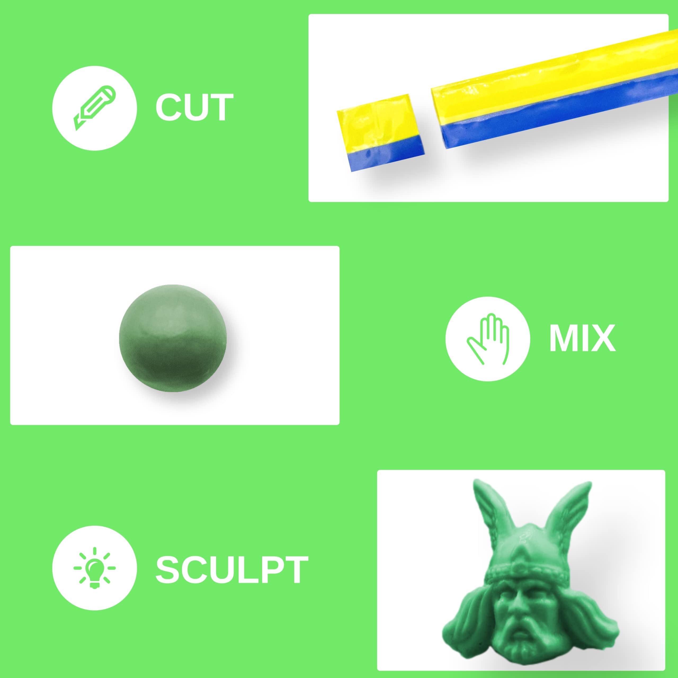 Bluewolf Labs Green Stuff Putty - 24 Inches - Epoxy Putty for Miniatures, Sculpting, and Modeling - Original Kneadatite Greenstuff Putty