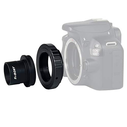 SVBONY T2 T Ring Adapter and T Adapter, 1.25 inches Metal Telescope Camera Adapter for Canon EOS Standard EF Lenses and Telescope Camera Astrophotography Accessories