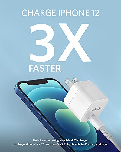 USB C Charger, Anker Fast Charger with Foldable Plug, PowerPort III 20W Cube Charger with USB C to Lightning Cable for iPhone 14/14 Plus/14 Pro/14 Pro Max/13, Galaxy, iPad/iPad Mini and More