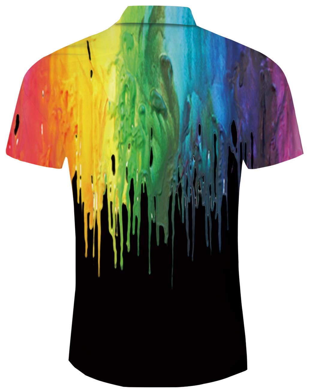 Hawaiian Men's Paint Button Down Shirts Gay Pride Black Pigment Tie Dyed Graphic Rainrow Short Sleeve Blouse Tee Top Black Aloha Colorful Shirt