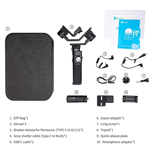 FeiyuTech G6 Max [Official] 3-Axis Camera Gimbal Stabilizer for Small Mirrorless/Pocket/Action Camera/Smartphone,fits Canon 200D M50 Sony ZV1 a6500 Panasonic GH4 GoPro 8 7 iPhone 14 13 ProMax XR XS