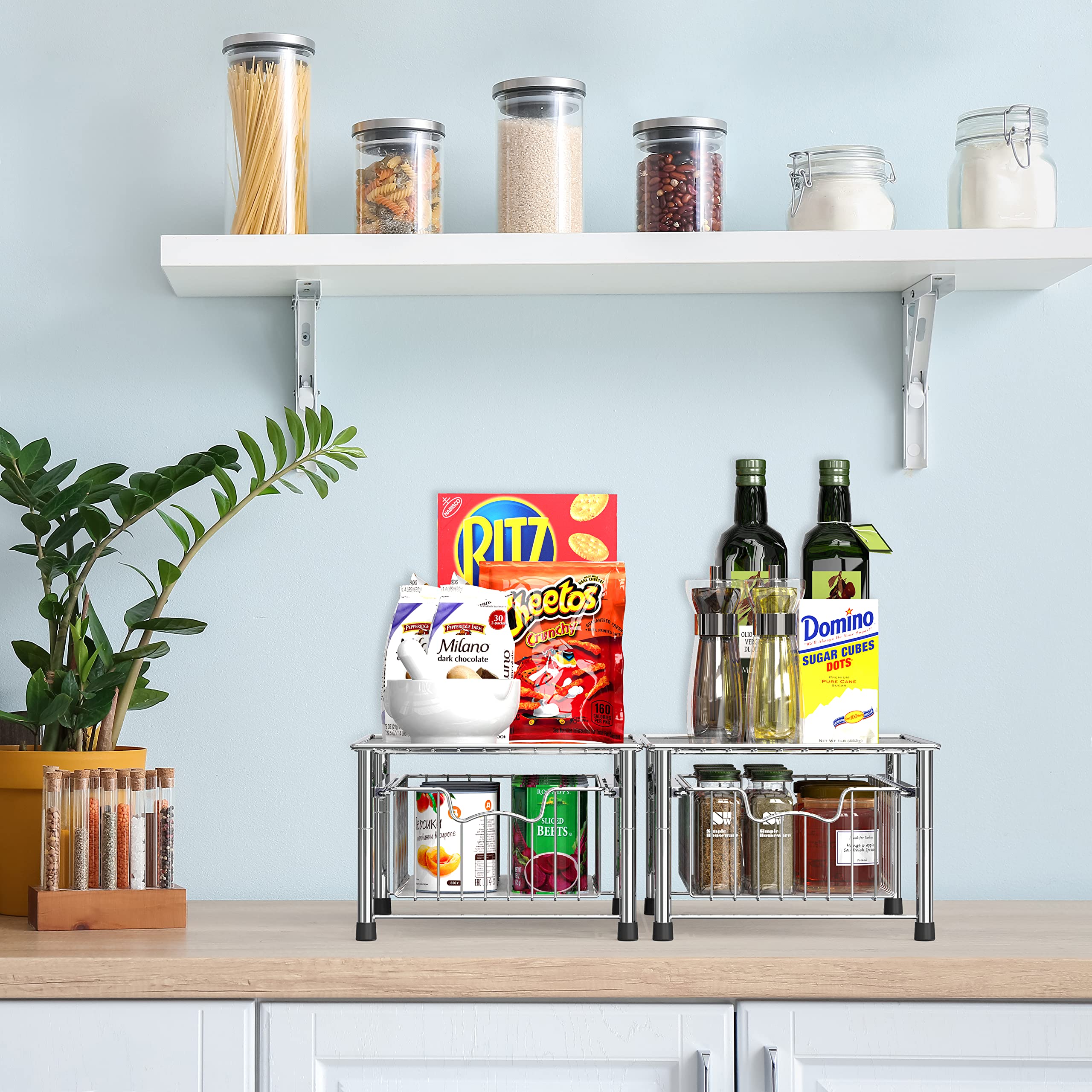 Simple Houseware Stackable Basket Drawer, Chrome