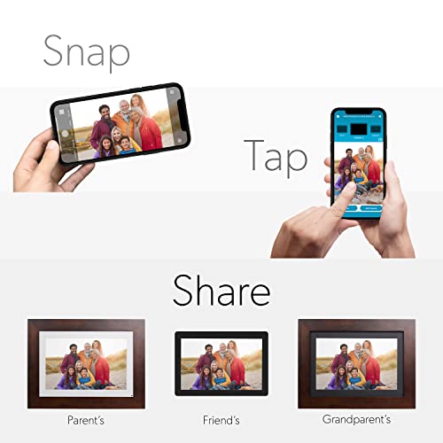 Brookstone PhotoShare 14” Smart Digital Picture Frame, Send Pics from Phone to Frames, WiFi, 8 GB, Holds 5,000+ Pics, HD Touchscreen, Premium Espresso Wood, Easy 1-min Setup