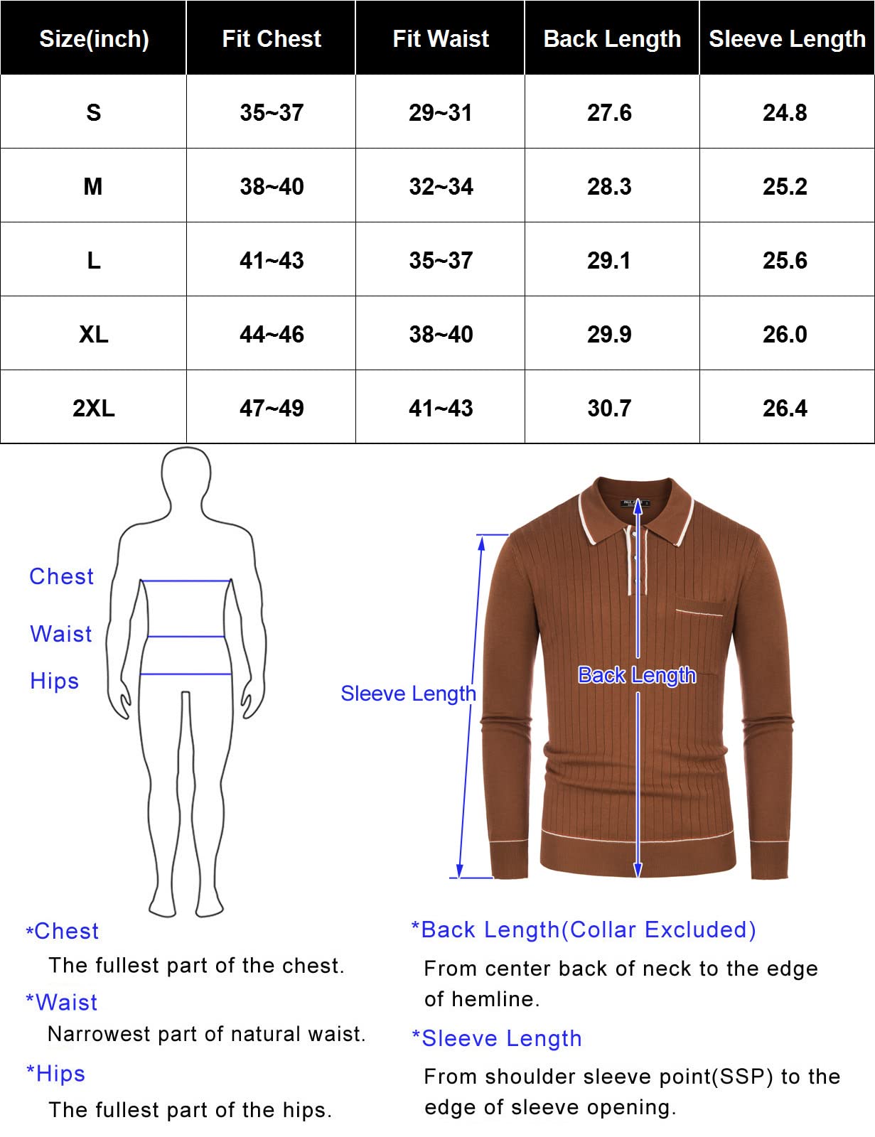 PJ PAUL JONES Mens Vintage Knit Sweater Long Sleeve Lapel Collar Pullover Sweater Black XL