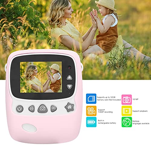 Kids Digital Selfie Camera P01B Print 2.4inch IPS Display Video Recorder Dual Lens 1800W Camera for Kids Kids Camera (Pink)