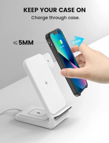 Wireless Charging Station for Apple, 3 in 1 Wireless Charger Stand for iWatch 7/6/SE/5/4/3/2, iPhone 13/12/11/X/8/SE Series, AirPods 3/Pro/2