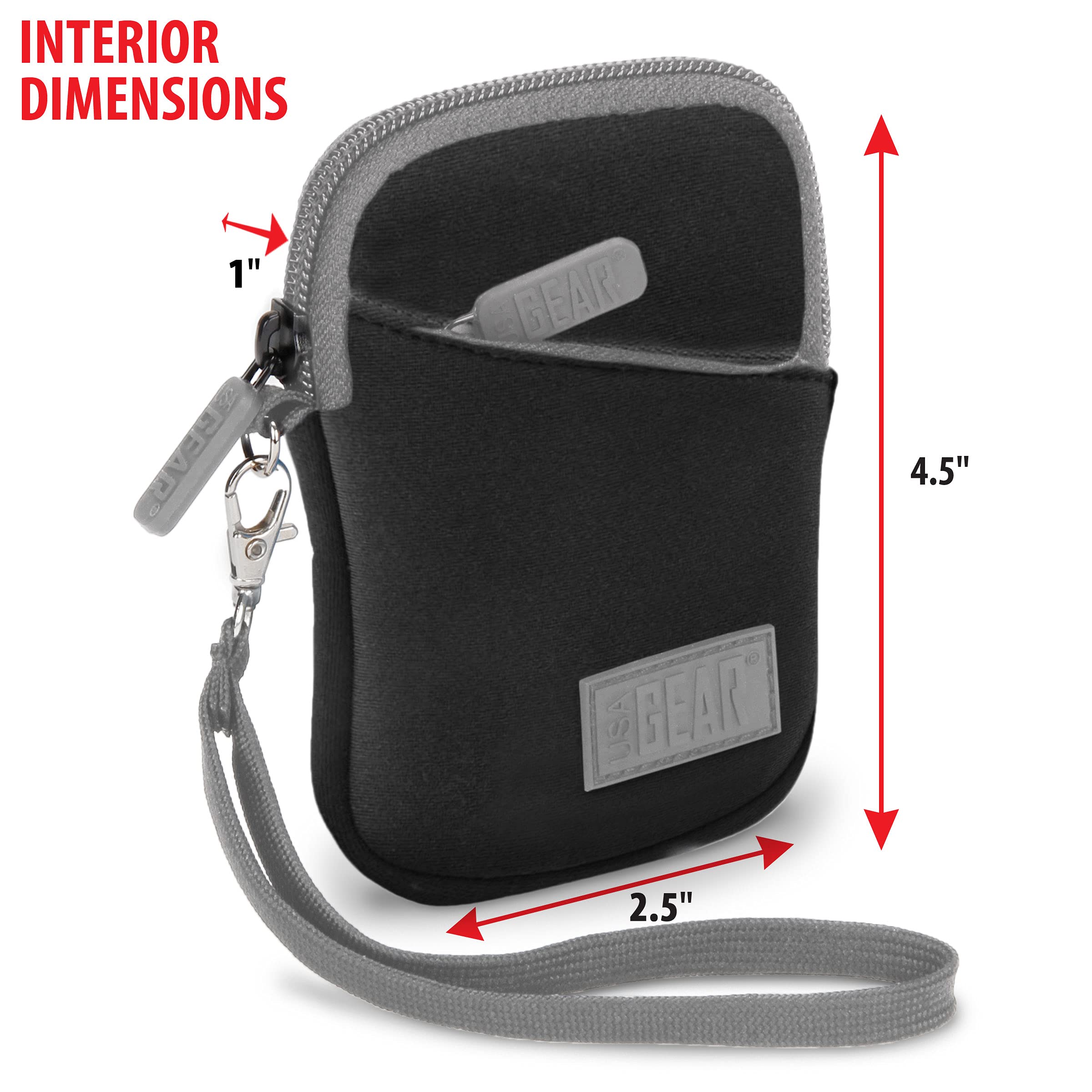 USA Gear Small Digital Camera Case with Wrist Strap, Belt Loop - Camera Case Small Compact Compatible with Canon Powershot Elph, Pouch G7 Mark iii, Nikon Coolpix, Cybershot, Pixpro & More (Black)