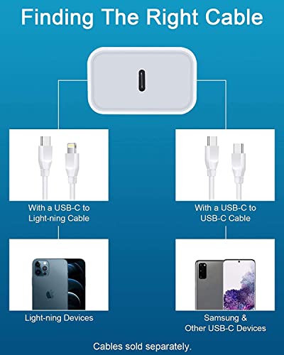 20w iPhone Charger Block, 3pack USB C Charging Blocks Fast Charge Wall Plug For iPhone 14 Pro Max 14Pro 13 13Pro 12 12Pro 11 11Pro 10 X Xr Xs 8 Plus USB-C Power Adapter Type C Cube USBC Box PD C Brick