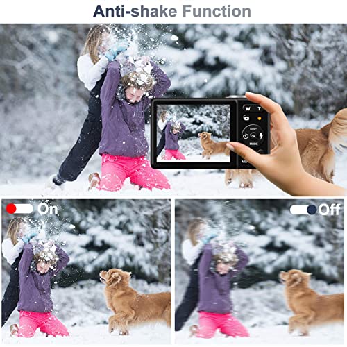 Digital Camera 1080P FHD 20MP Small Camera for Kids, with 2.8 Inch LCD Screen and 8X Digital Zoom, Rechargeable Compact Pocket Point and Shoot Camera for Girls and Boys, Teens, Beginners (Black)