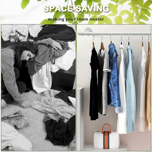 Clothes Rack, 46inches Industrial Pipe Clothing Rack Heavy Duty Garment Racks Wall Mounted Closet Rod White Wardrobe Rack for Hanging Clothes
