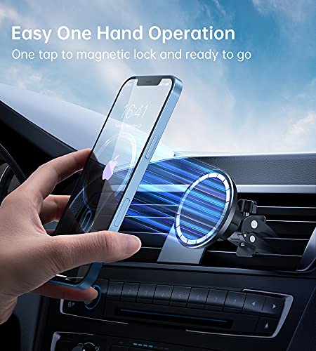 Magnetic Car Mount Phone Holder - Mag Safe Air Vent Phone Mount for Car Compatible with iPhone 14 13 12 Pro Max Mini Plus, Mag Safe Case, 360° Adjustable Mag Safe Car Mount Phone Holder for All Phone