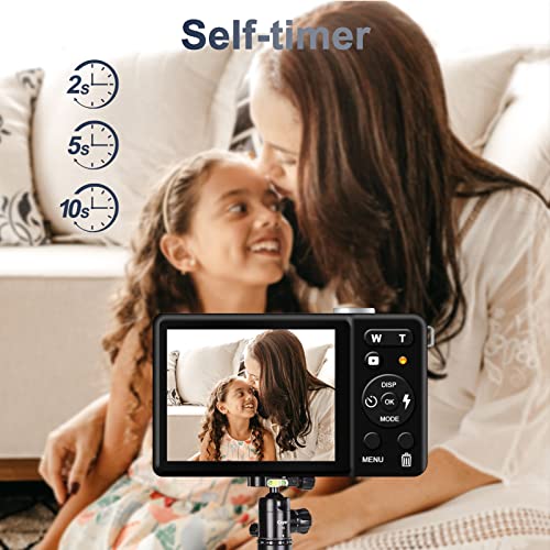 Digital Camera 1080P FHD 20MP Small Camera for Kids, with 2.8 Inch LCD Screen and 8X Digital Zoom, Rechargeable Compact Pocket Point and Shoot Camera for Girls and Boys, Teens, Beginners (Black)