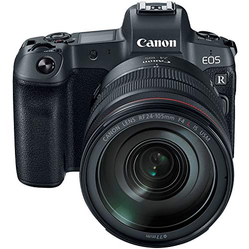 Camera Bundle for Canon EOS R with RF 24-105mm f/4 is USM Lens Mirrorless Digital Camera with V30 Shotgun Microphone, LED Light, 2X Extra Battery and Accessories (50" Tripod, 128Gb Memory and More)