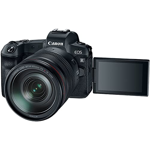 Camera Bundle for Canon EOS R with RF 24-105mm f/4 is USM Lens Mirrorless Digital Camera with V30 Shotgun Microphone, LED Light, 2X Extra Battery and Accessories (50" Tripod, 128Gb Memory and More)
