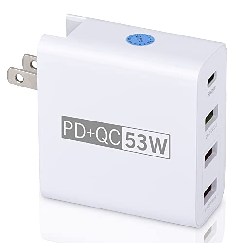USB Wall Charger WANLONGXIN4 Port USB Charging Multiport Charger 53W Wall Charger for iPhone 13 12 11 Pro Xs/Max/XR/X/8/7/Plus iPad Pro/Air 2/Mini/iPod Galaxy S9/S8/S7