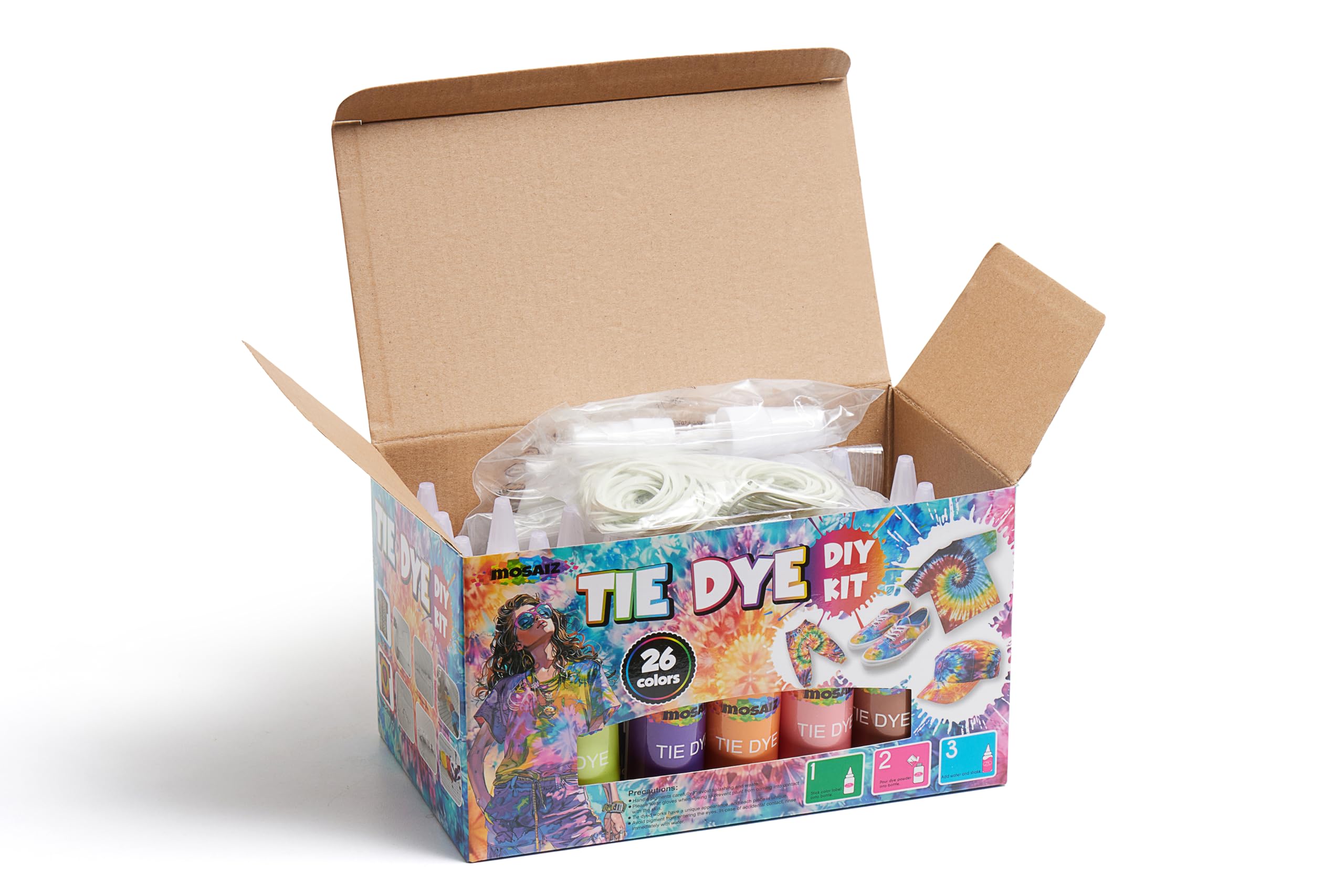 Mosaiz Tie Dye Kit of 26 Colors, Spray Tie Dye for Creative Activities and DIY for Kids and Adults, Fabric Dyeing Set, Fun Summer Activity Outdoor