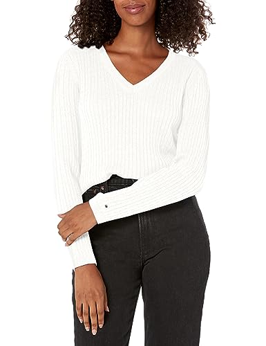 Tommy Hilfiger Womens Cotton Cable-Knit V-Neck Sweater, Ivory, X-Large