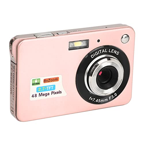 Compact Camera 48MP Builtin Fill Light 4K Portable Digital Camera for Photography (Pink)