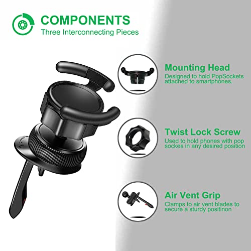 PKYAA Socket Grip Car Phone Holder, Modern Design Fits Most Air Vent, Adjustable Air Vent Stand Car Phone Mount for GPS Navigation, 360° Rotating Head, Perfect for Expanding Stand and Grip Users