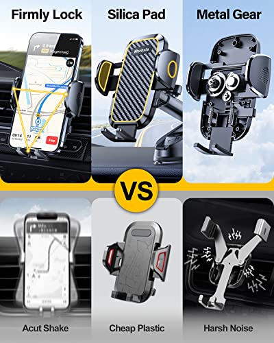 Rorhxia 2023 Upgraded Car Phone Holder Mount [Groundbreaking Protection & Rotatable Base] 3 in 1 Dashboard Vent Windshield Cell Phone Holder Car Fit for iPhone 14 13 12 Pro Max Samsung S23 All Phones