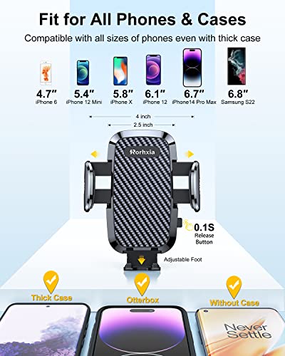 Rorhxia 2023 Upgraded Car Phone Holder Mount [Groundbreaking Protection & Rotatable Base] 3 in 1 Dashboard Vent Windshield Cell Phone Holder Car Fit for iPhone 14 13 12 Pro Max Samsung S23 All Phones