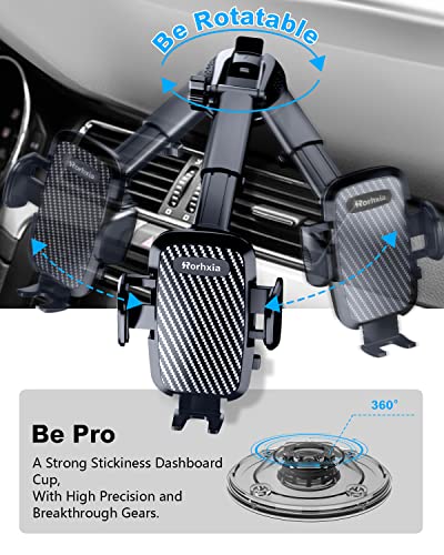 Rorhxia 2023 Upgraded Car Phone Holder Mount [Groundbreaking Protection & Rotatable Base] 3 in 1 Dashboard Vent Windshield Cell Phone Holder Car Fit for iPhone 14 13 12 Pro Max Samsung S23 All Phones