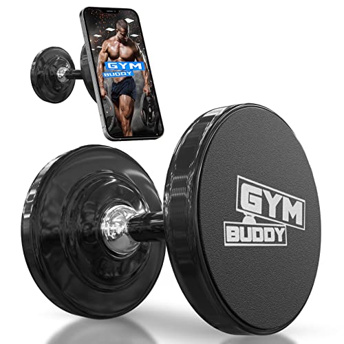 Magnetic Phone Mount - Mobile Gym - A Phone Holder for Videos - Double Sided Magnet – Extra STONG-Fits Any Phone GYM BUDDY (Black)