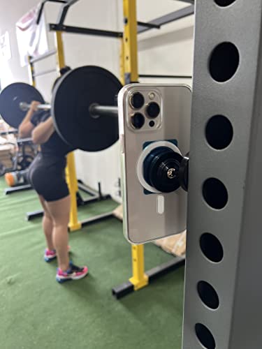 Magnetic Phone Mount - Mobile Gym - A Phone Holder for Videos - Double Sided Magnet – Extra STONG-Fits Any Phone GYM BUDDY (Black)