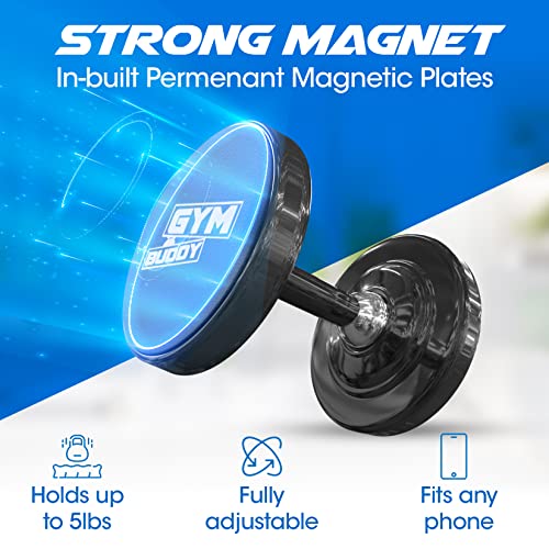 Magnetic Phone Mount - Mobile Gym - A Phone Holder for Videos - Double Sided Magnet – Extra STONG-Fits Any Phone GYM BUDDY (Black)
