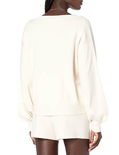 The Drop Women's Mia Bell Sleeve Deep V Neck Supersoft Sweater Whisper White , S