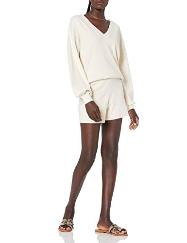 The Drop Women's Mia Bell Sleeve Deep V Neck Supersoft Sweater Whisper White , S
