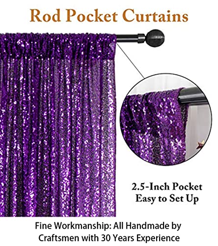 Sequin Curtains 2 Panels Purple 2FTx8FT Sequin Photo Backdrop Royal Purple Sequin Backdrop Curtain Pack of 2-1011E