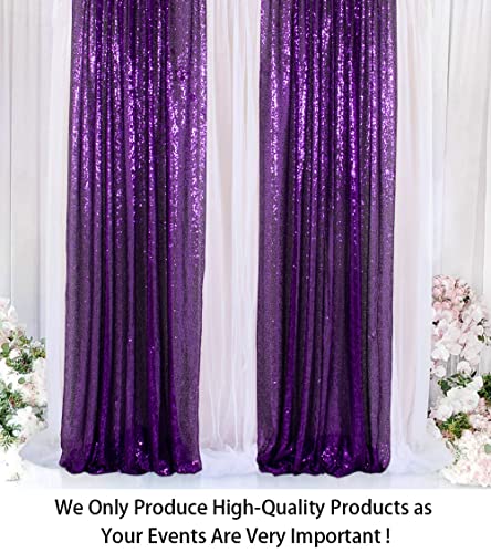Sequin Curtains 2 Panels Purple 2FTx8FT Sequin Photo Backdrop Royal Purple Sequin Backdrop Curtain Pack of 2-1011E