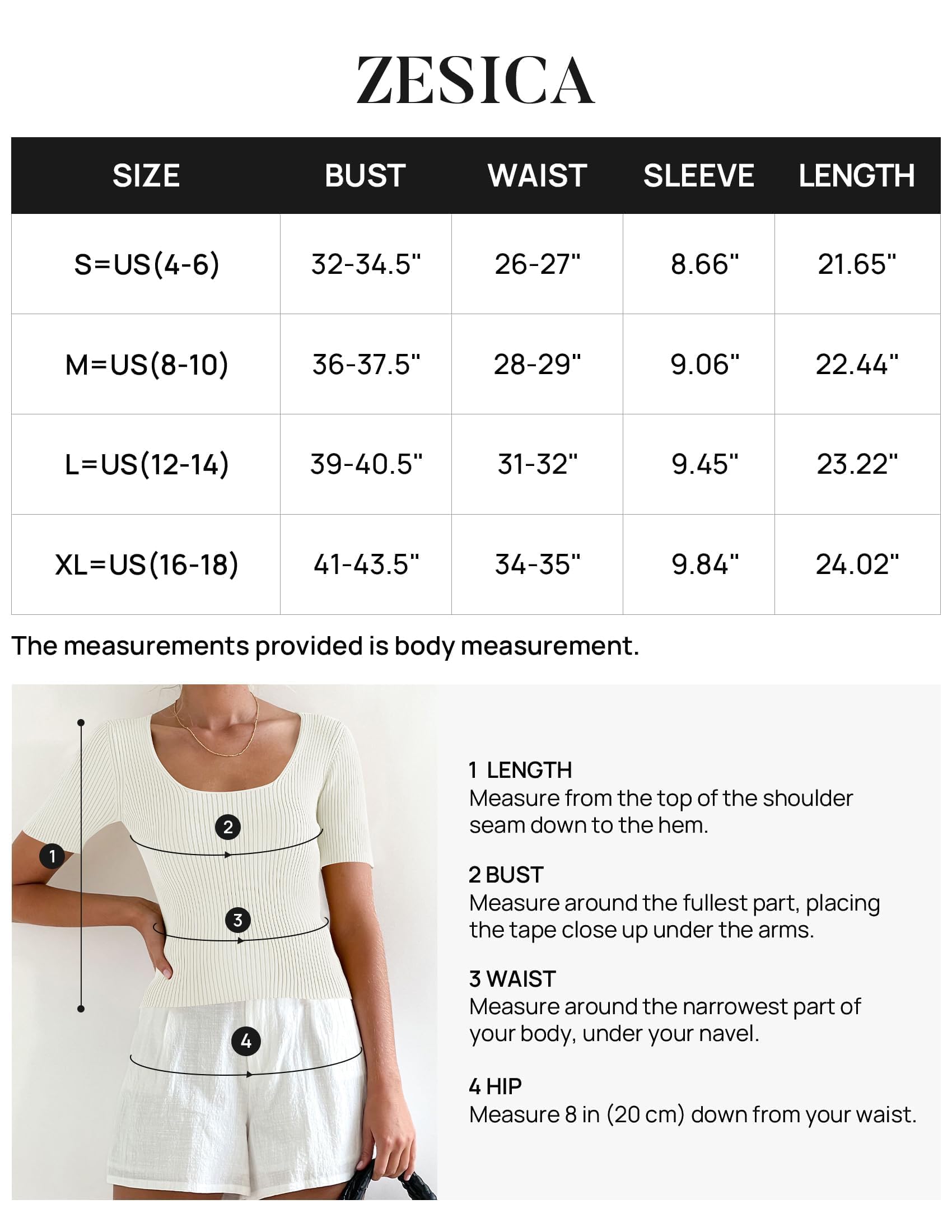 ZESICA Women's 2024 Short Sleeve Square Neck T Shirts Slim Fitted Summer Ribbed Knit Basic Casual Tee Tops,White,Medium
