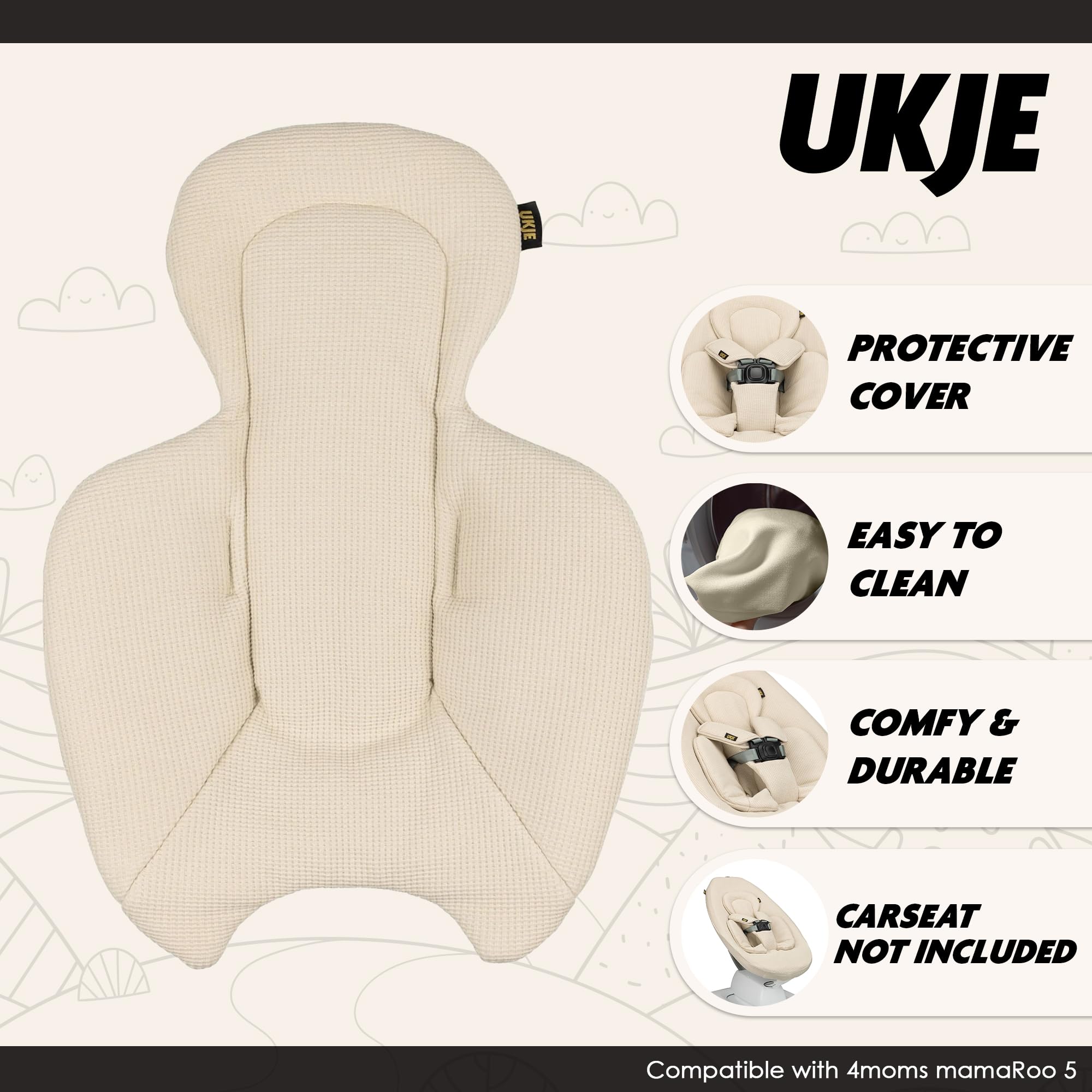 UKJE 4moms mamaRoo 4 Baby Swing Insert- Insert Compatible with 4moms mamaRoo and rockaRoo- mamaRoo Newborn Insert- Infant Insert for mamaRoo- Baby Swing, Baby Rocker Insert- Pink Flowers
