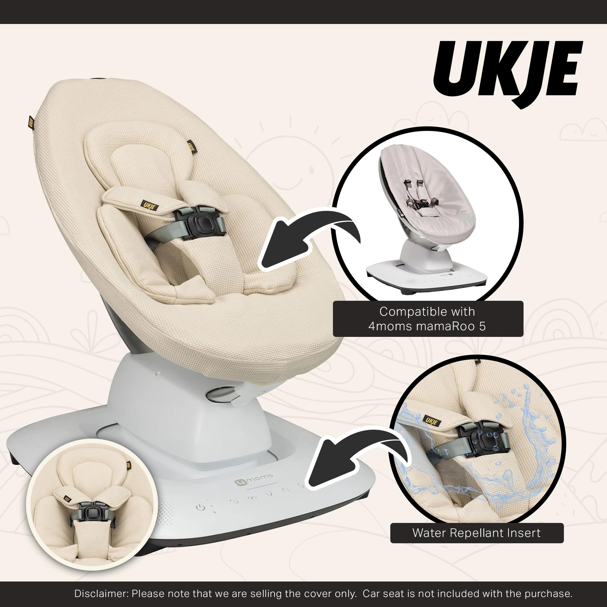 UKJE 4moms mamaRoo 4 Baby Swing Insert- Insert Compatible with 4moms mamaRoo and rockaRoo- mamaRoo Newborn Insert- Infant Insert for mamaRoo- Baby Swing, Baby Rocker Insert- Pink Flowers