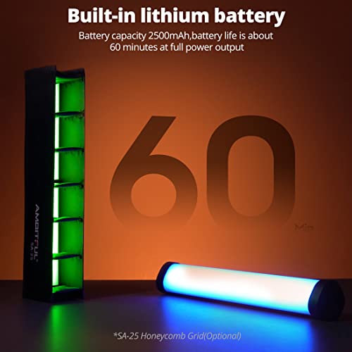AMBITFUL A2 Full-Color RGB Tube Light, CRI 95 TLCI 97 Accurate Color,2500k-8500K Adjustable,RGB CCT HSI Mode, 29 Fx Light Effect,APP Control Support, Brightness Adjustable, Magnet Design (A2-K2 Kit)