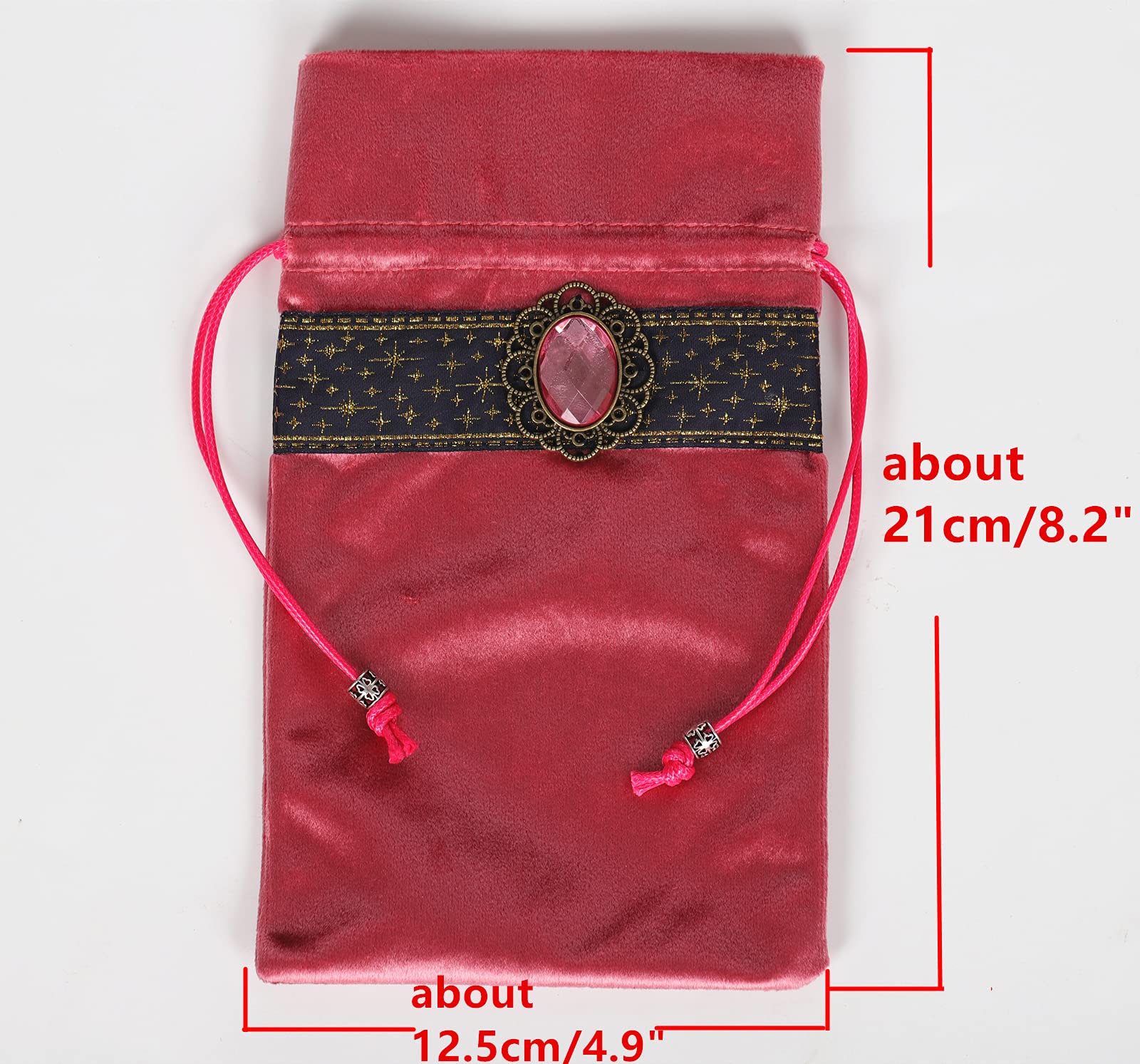 DOARLUO Tarot Bag Pouch Dice,Rune or Card Gift Bag,Drawstring Storage Bucket Bag 5" x 8" (Watermelon red)