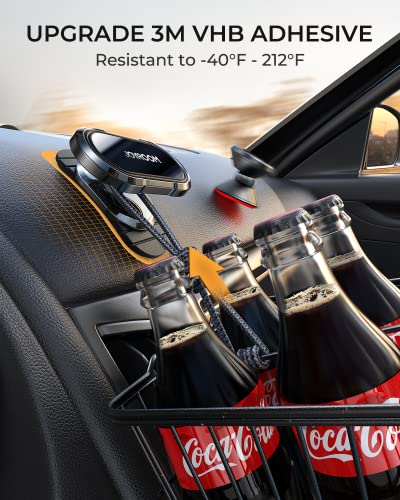 Magnetic Phone Mount for Car [Upgrade 6X Military Magnets] [Bendable Base] All Metal Magnet Car Mount, 360° Adjustable Dashboard Phone Holder for Car for All Smartphones