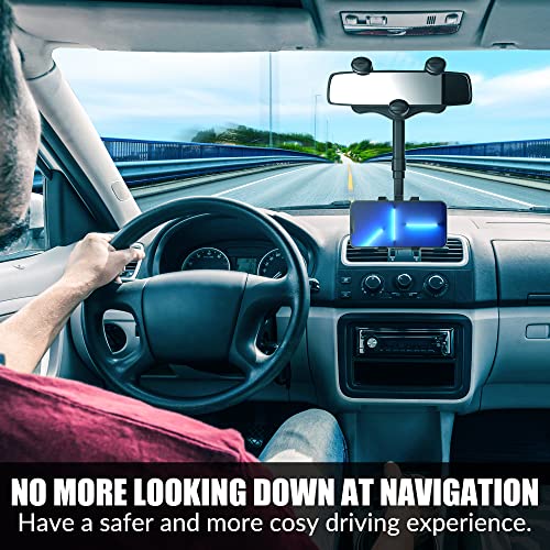 SXhyf Rear View Mirror Phone Holder, 2023 Rotatable and Retractable Car Phone Holder, Universal Car Phone Holder Mount, Cell Phone Holder Car Fit for iPhone 11 12 13 14 Pro Max Samsung All Phone