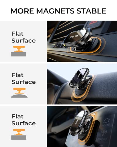 Magnetic Phone Mount for Car [Upgrade 6X Military Magnets] [Bendable Base] All Metal Magnet Car Mount, 360° Adjustable Dashboard Phone Holder for Car for All Smartphones