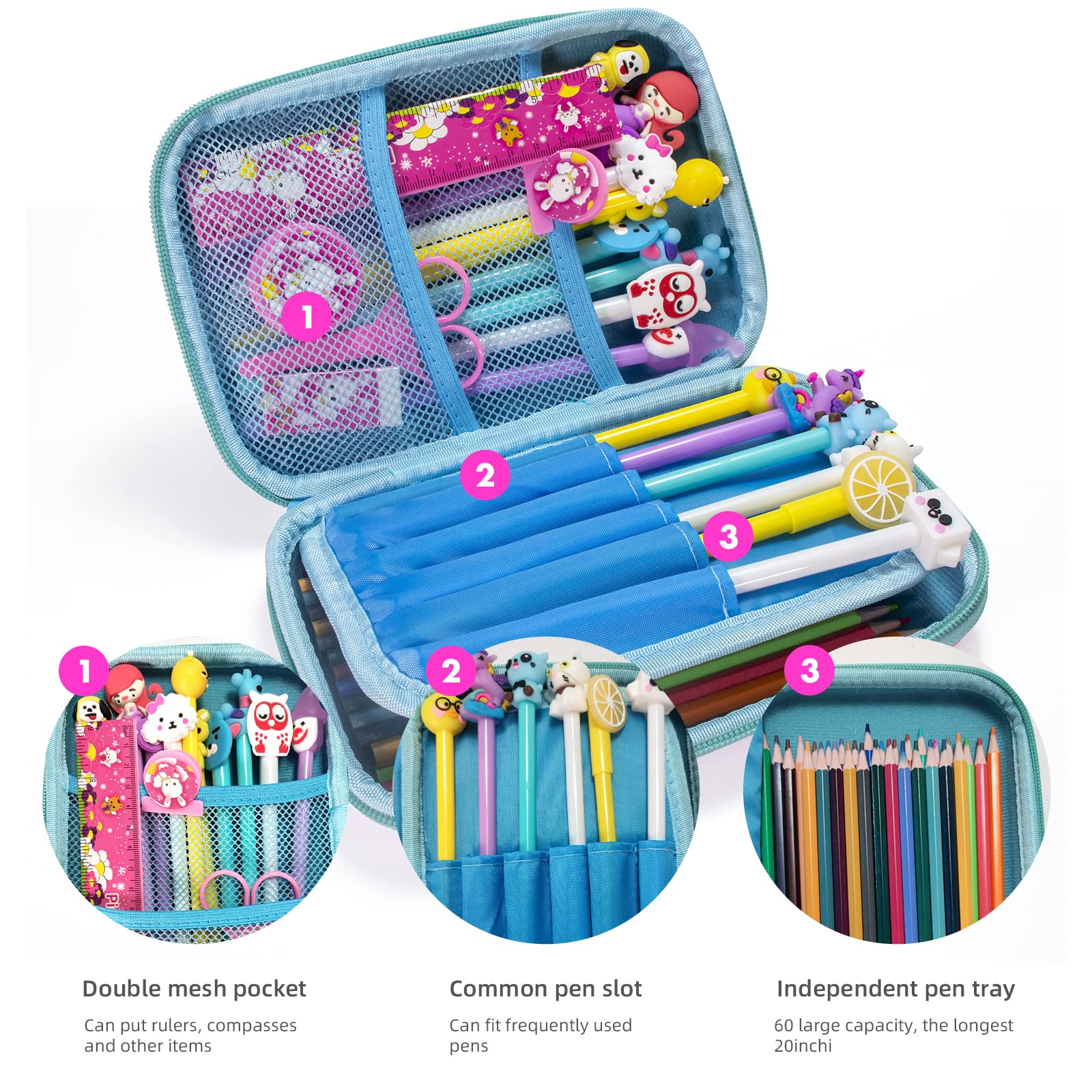 BEMDLON Dinosaur Pencil Case for Kids,3D EVA Large Capacity Pen Holder marker Bag with Double Zipper, Cute Cartoon Pencil case for Girls Boys School Gift