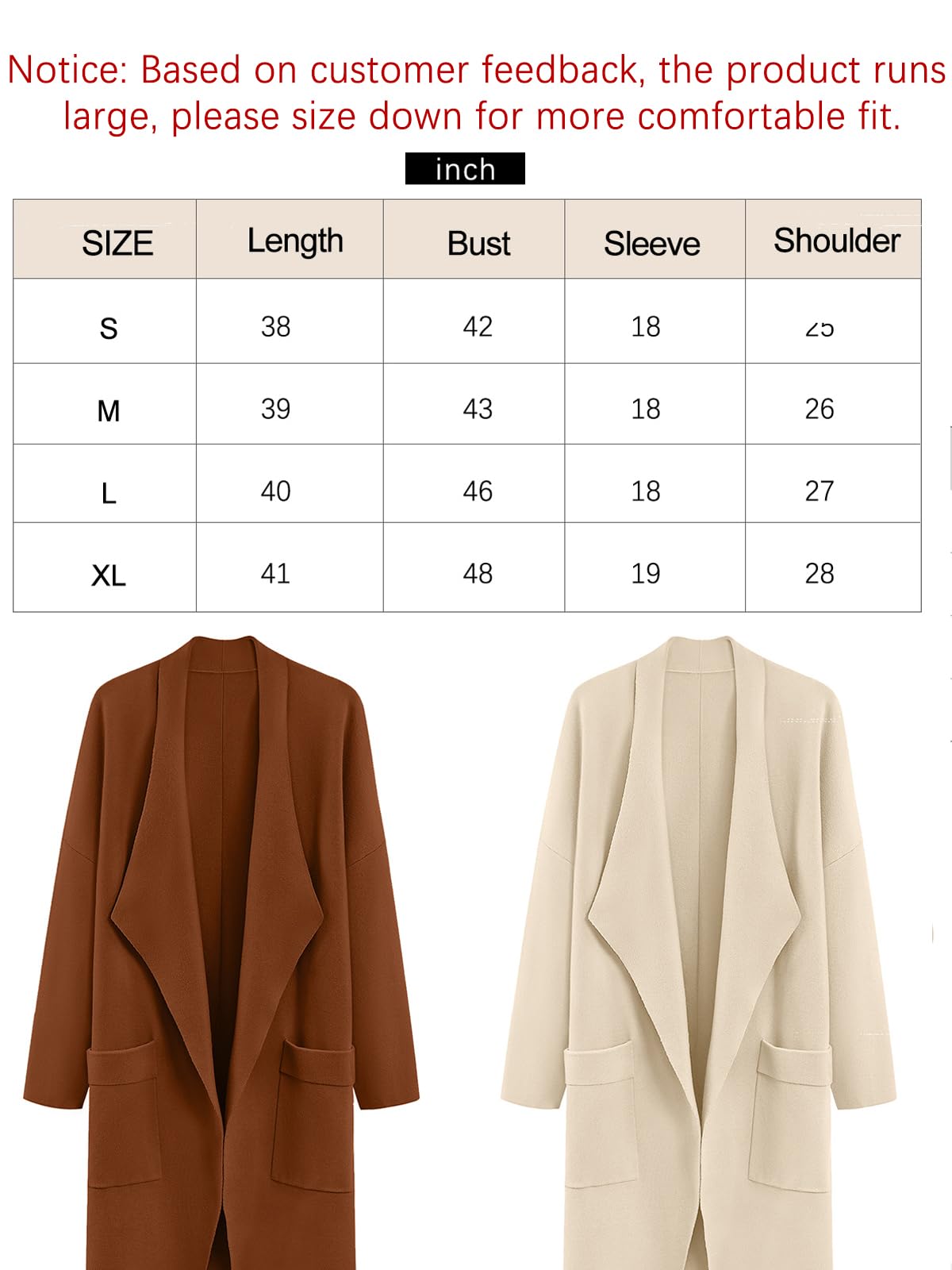 LILLUSORY Women's Oversized Dressy Cardigans 2025 Long Knit Coatigans Lightweight Winter Coat Fall Sweater Jacket Caramel
