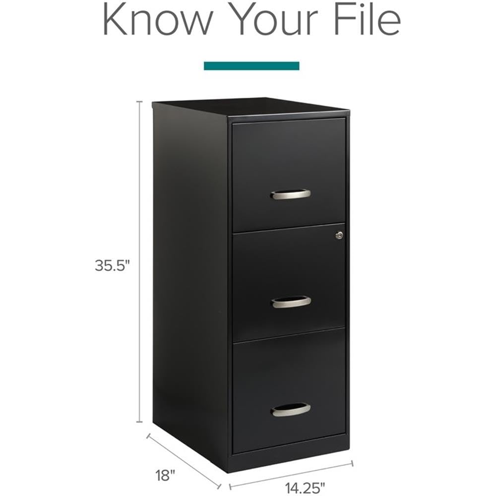 Scranton & Co 3 Drawer Letter File Cabinet in Black