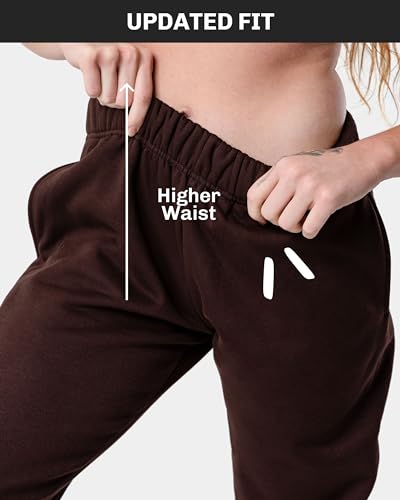 Kamo Fitness CozyTec High-Waisted Sweatpants for Women Baggy: Comfy Lounge Pants with Pockets Crafted from Soft Thick Fleece, Cuffed, Loose Fit, Tall Friendly Joggers for Fall (Java Brown, M)