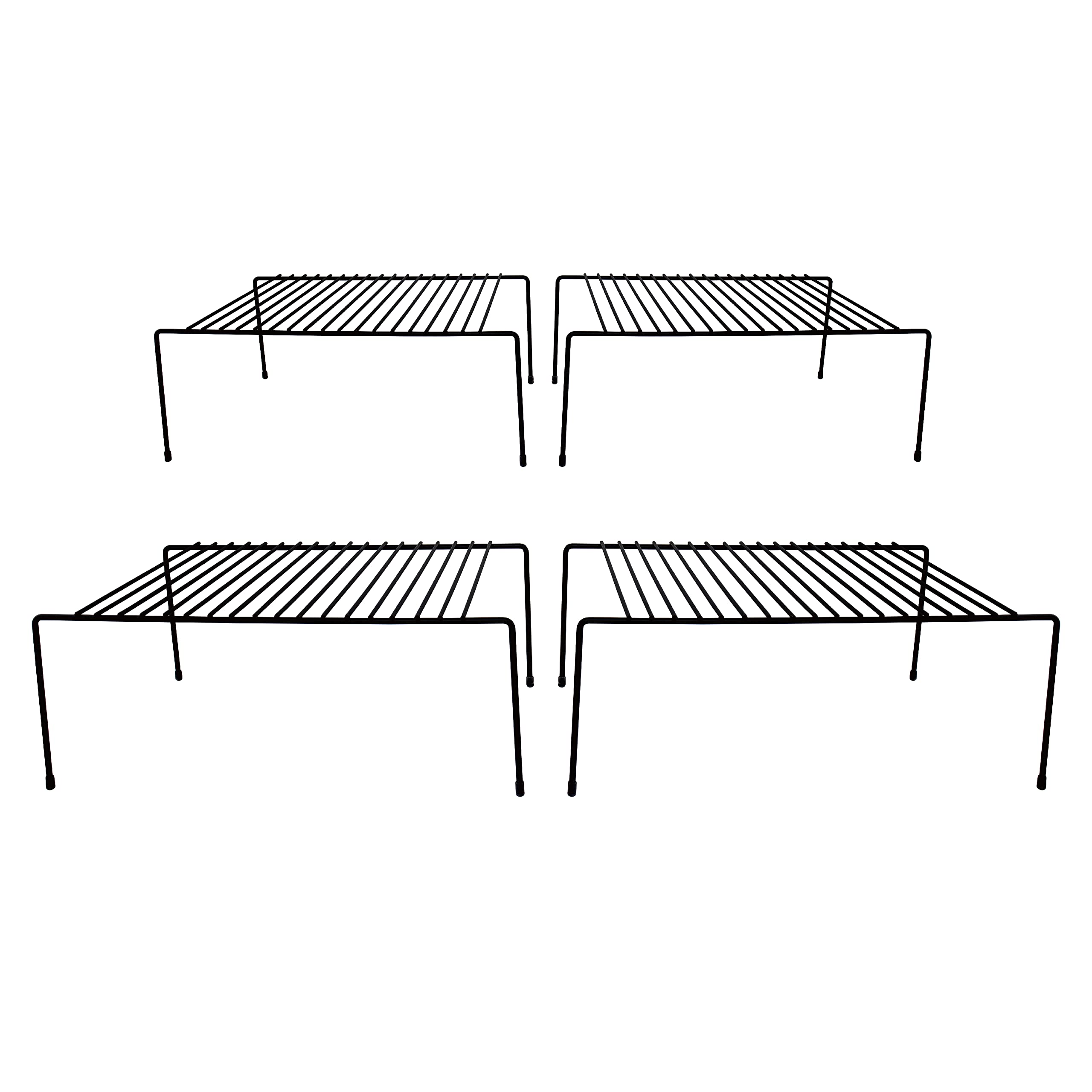 COMELYJEWEL 4pcs/pack Medium - L 13" x W 9" x H 5.1" Non-Slip Feet Black Cabinet Storage shelves Shelf organizer Rack Steel Metal Wire Counter & Pantry Home Kitchen Drawer Organizer , Medium