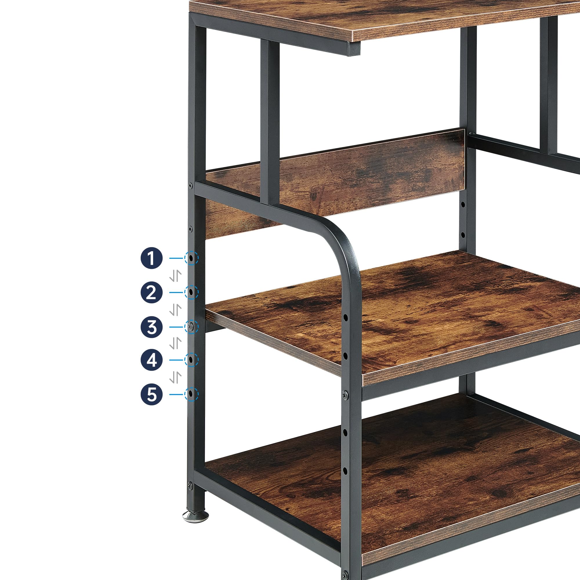 Fannova Printer Stand, 3 Tier Printer Cart with Storage Shelf, Rolling Printer Table with Wheels for Home Office Organization, Stand for Heat Press Microwave, Industrial Style