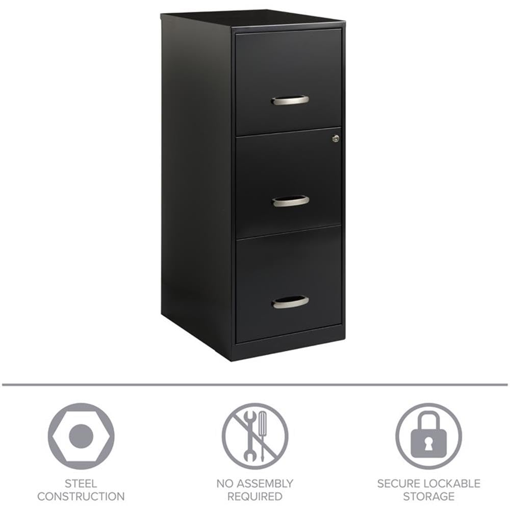 Scranton & Co 3 Drawer Letter File Cabinet in Black