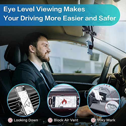 BEENLE Upgraded Rearview Mirror Magnetic Phone Holder Mount for Car, Rotatable and Retractable Car Phone Holder, Strong Magnet Cell Phone Holder Car Cradle Fit All Mobiles & Vehicles